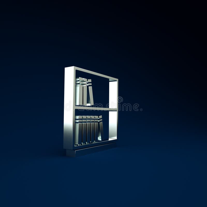 Silver Library Bookshelf Icon Isolated on Blue Background. Minimalism ...