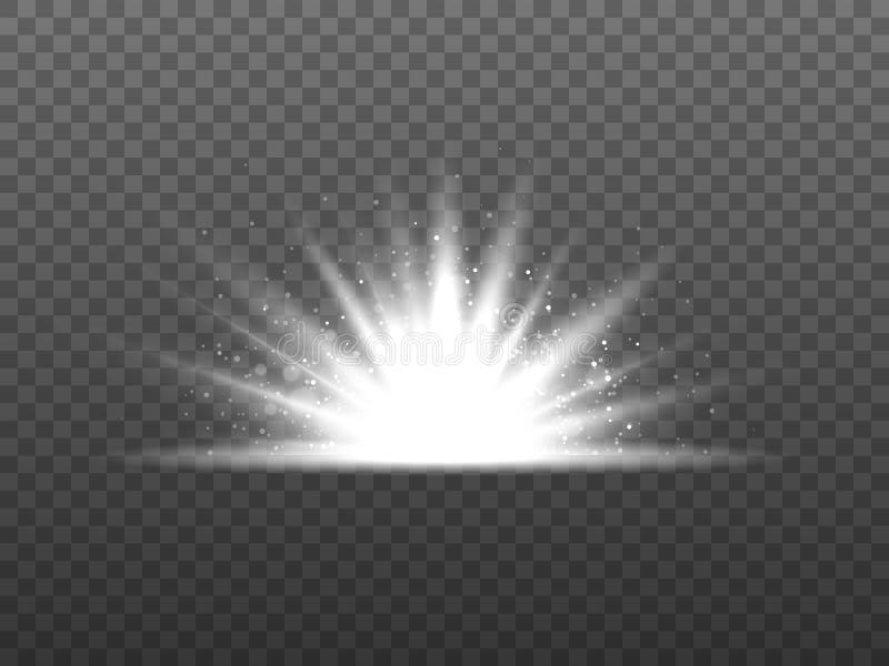 Silver Light Effect. Glowing White Star with Bright Particles and Bokeh ...