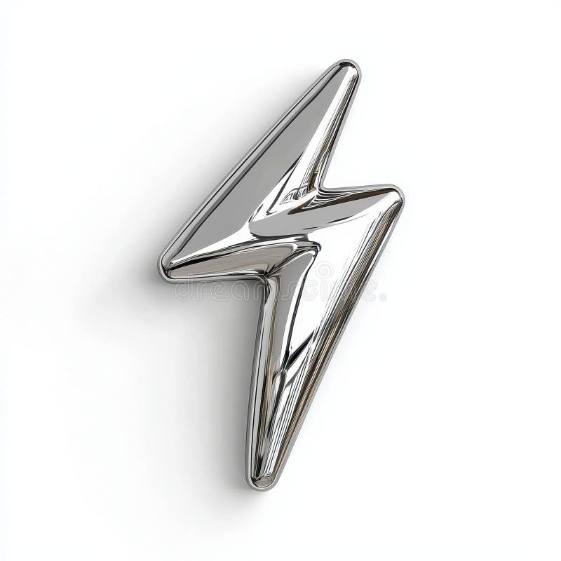 Silver Lightning Bolt 3D Render Stock Illustration - Illustration of ...