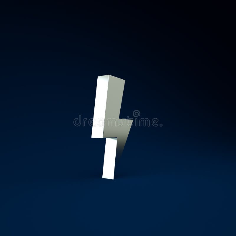 Silver Lightning Bolt Icon Isolated on Blue Background. Flash Sign ...