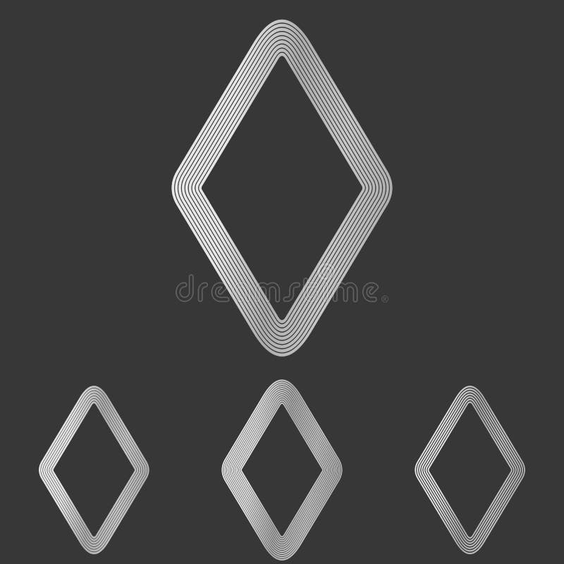 Silver Line Rhombus Logo Design Set Stock Vector - Illustration of ...