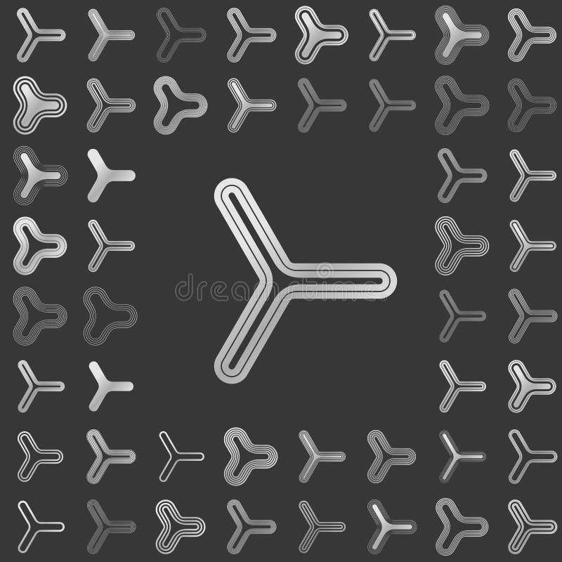 Silver Line Triangle Icon Design Set Stock Vector - Illustration of ...