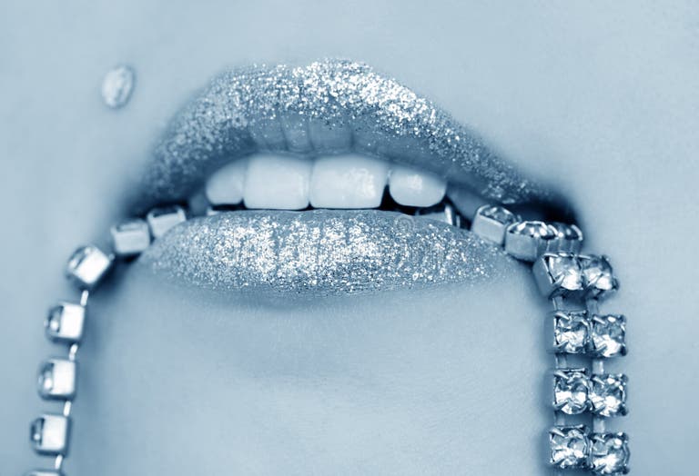 Silver lips stock photo. Image of lips, fashion, macro - 3719386