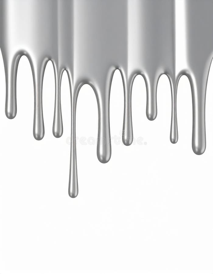 Silver Liquid Dripping Down on White Background Stock Illustration ...