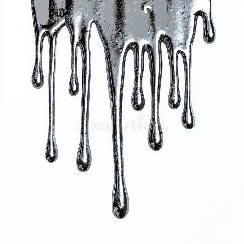 A Silver Liquid Drips Down a White Background Stock Illustration ...