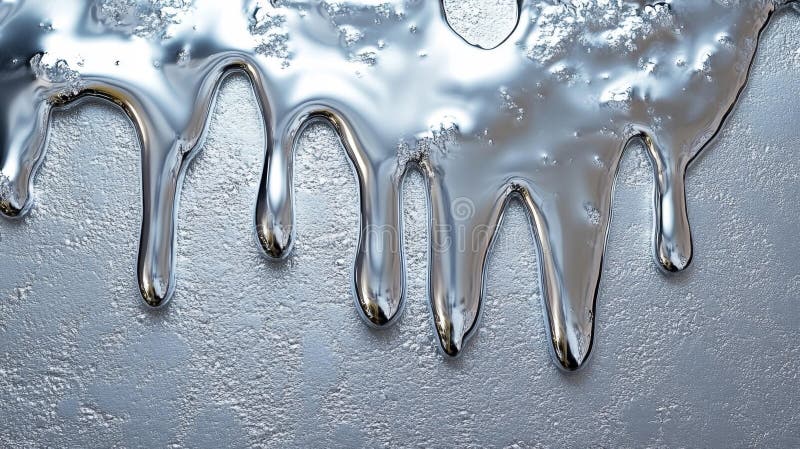Silver Liquid Metal Drips on Smooth Metallic Surface Stock Illustration ...