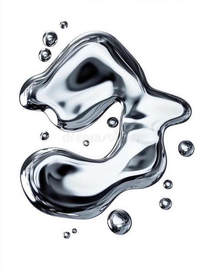 Silver Liquid Metal Droplet Stock Illustration - Illustration of ...