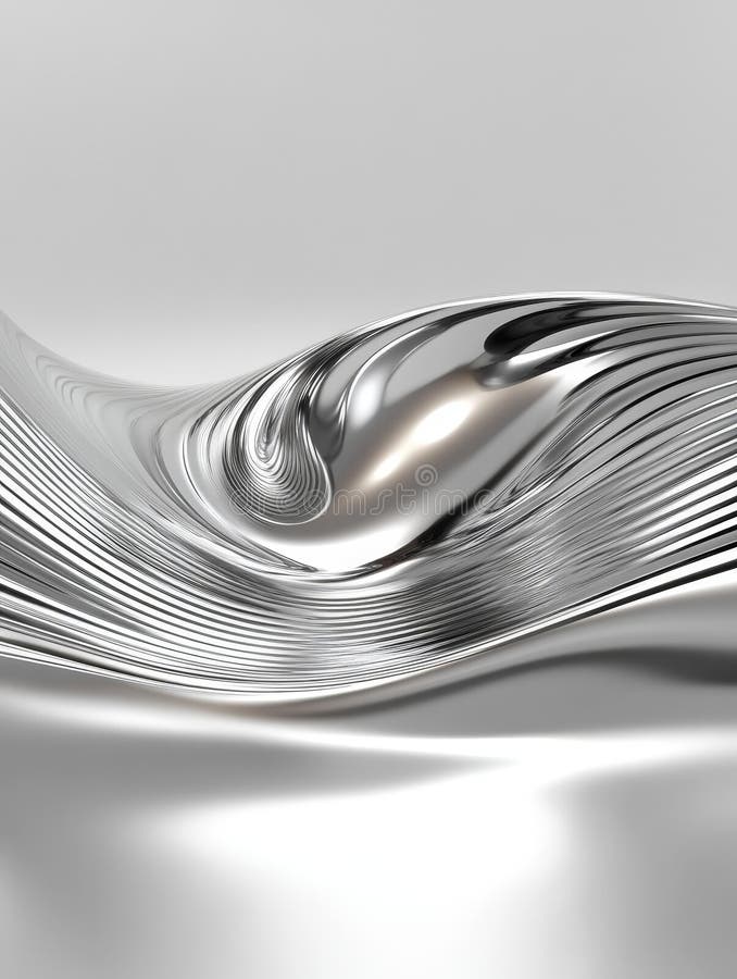 Silver Liquid Metal Wave Abstract Fluid Metallic Reflective Abstract ...