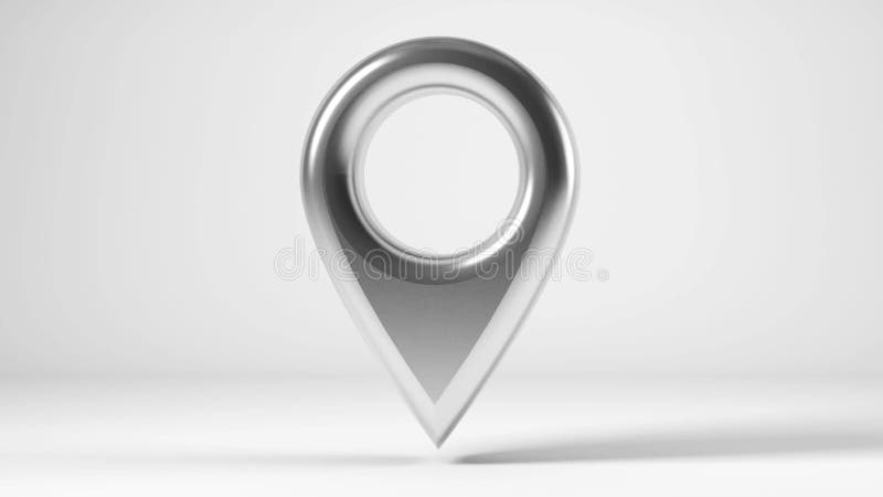 Silver Location Icon on White Background Stock Video - Video of place ...