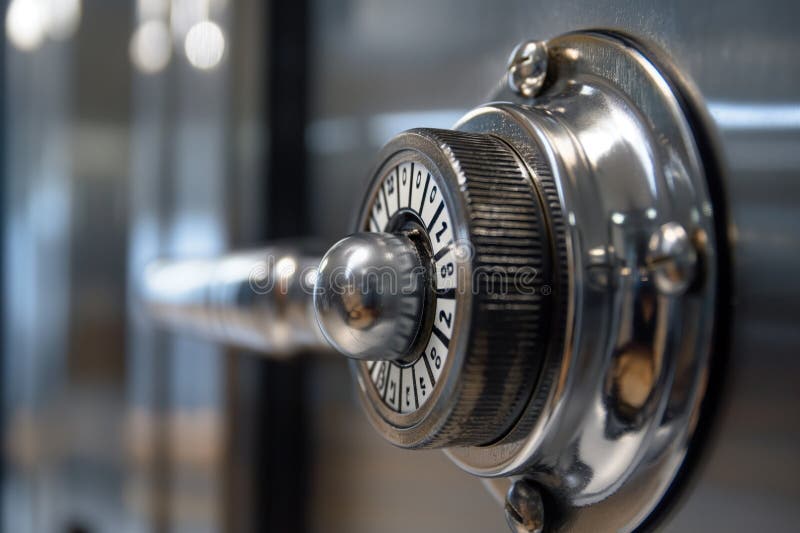 Silver Lock with Black Dial, Numbers, Symbols for Code Mechanism. Close ...