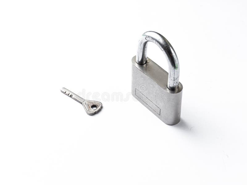 Silver Lock with Key Stock Image. Stock Photo - Image of secured ...