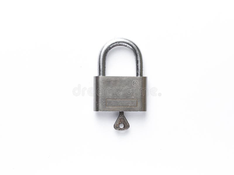 Silver Lock with Key Stock Image. Stock Image - Image of stealing ...