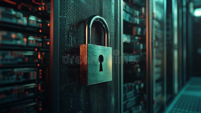 A Silver Lock with a Keyhole is on a Metal Door Stock Illustration ...