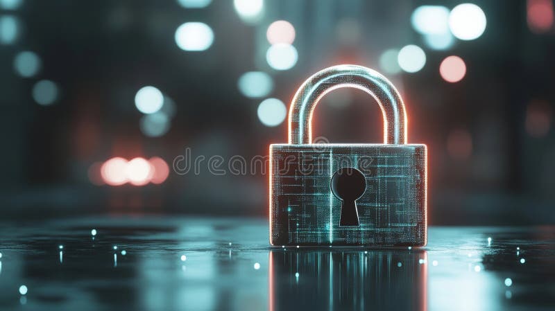 A Silver Lock with a Keyhole Sits on a Wet Surface Stock Illustration ...