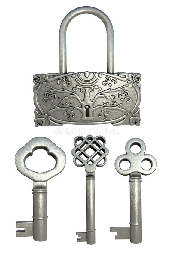 Silver lock and keys stock illustration. Illustration of lock - 13288305