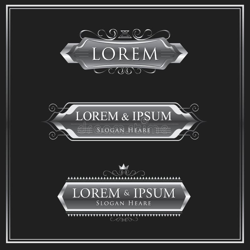 Silver Logos Calligraphic Vector Design Stock Vector - Illustration of ...