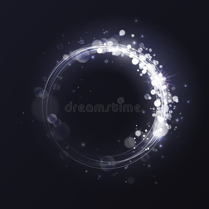Silver Luminous Spark Ring, Light Frame Effect, Glowing Swirl Lines ...