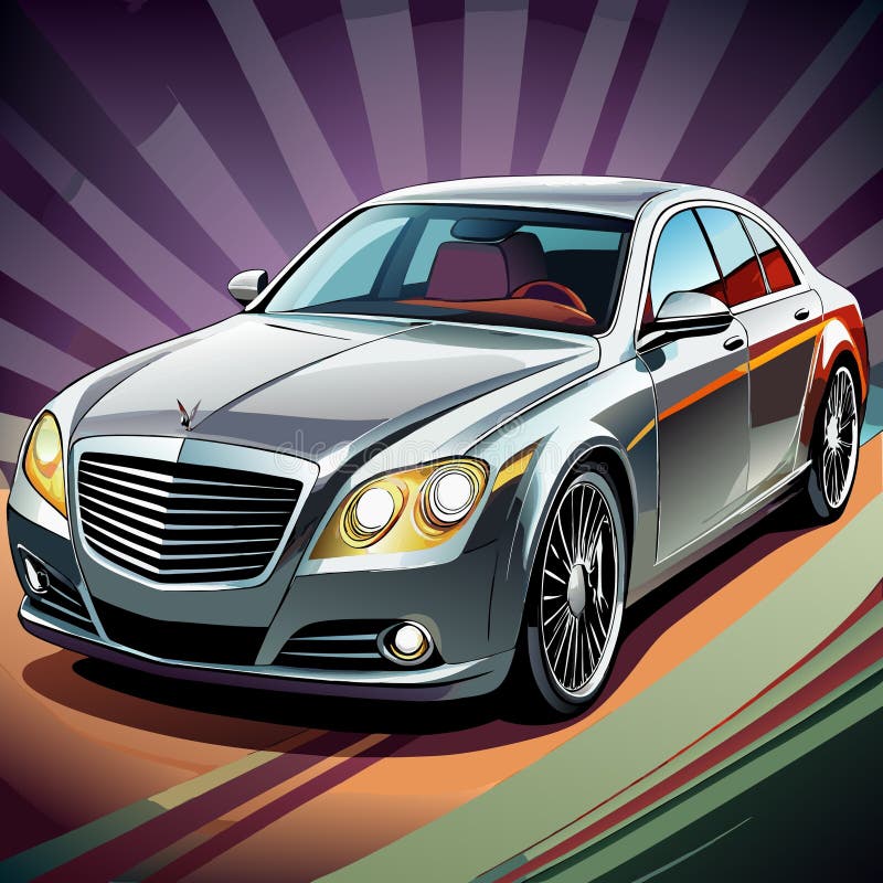Silver Luxury Car Illustration Stock Vector - Illustration of ...