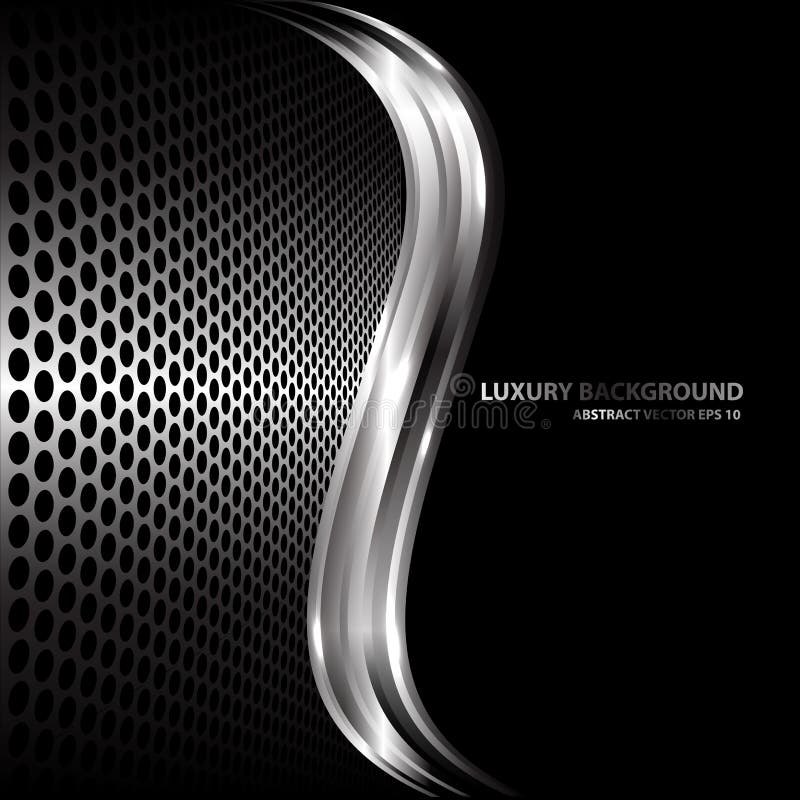 Silver Luxury Circle Mesh on Black Background Stock Illustration ...