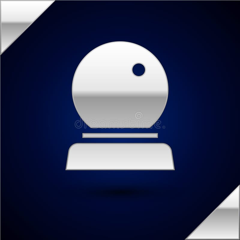 Silver Magic Ball Icon Isolated on Dark Blue Background. Crystal Ball ...