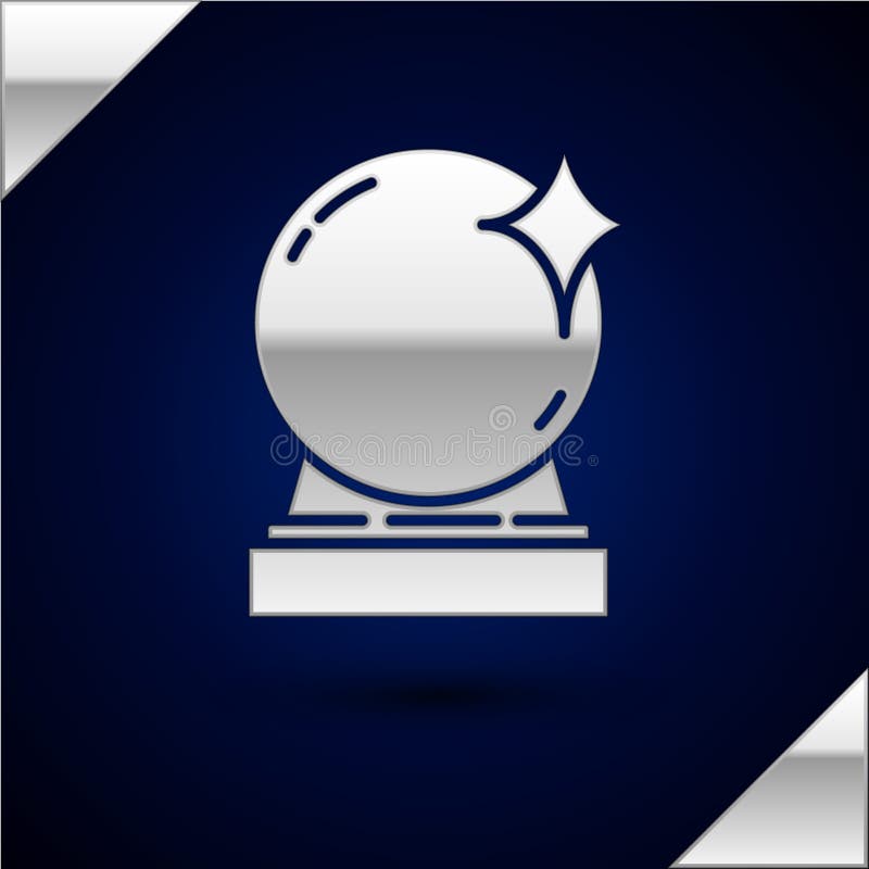 Silver Magic Ball Icon Isolated on Dark Blue Background. Crystal Ball ...