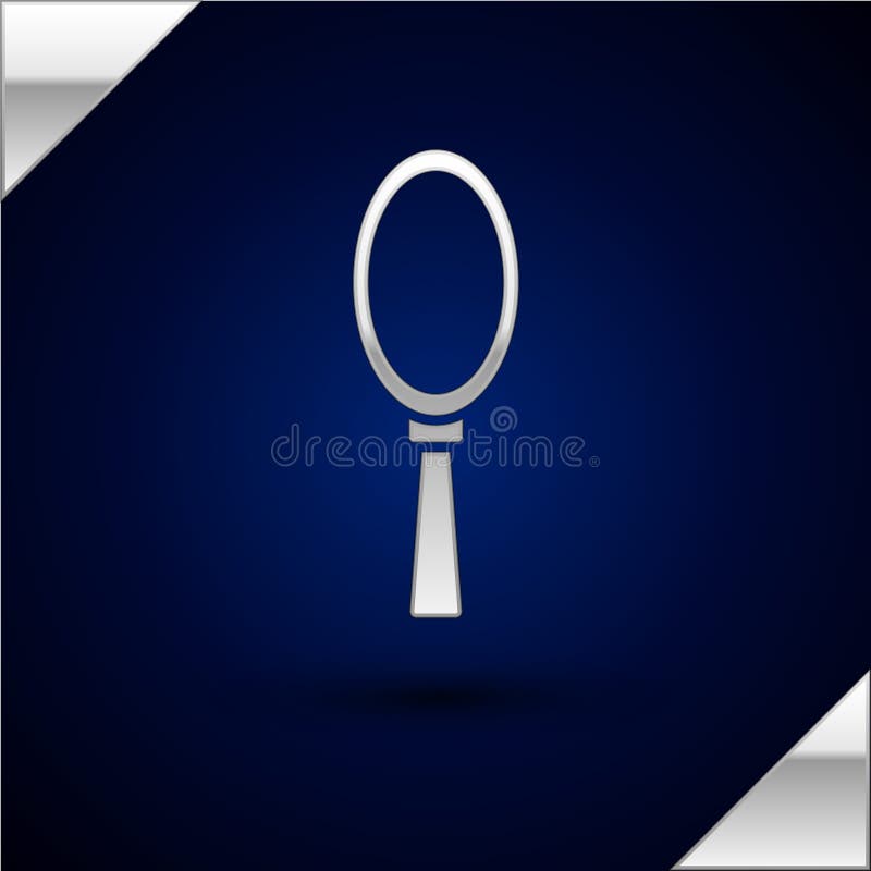 Silver Magic Hand Mirror Icon Isolated on Dark Blue Background. Vector ...