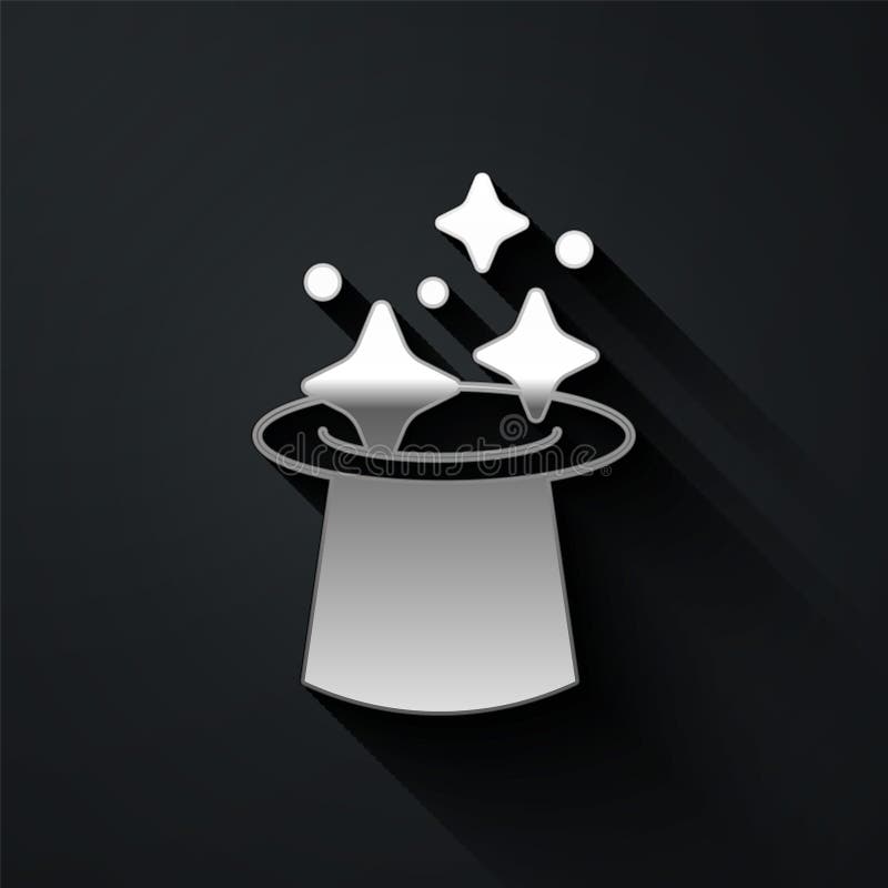Silver Magic Hat Icon Isolated on Black Background. Magic Trick ...