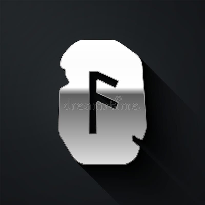 Silver Magic Rune Icon Isolated on Black Background. Rune Stone. Long ...