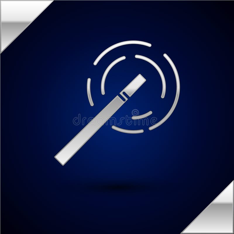 Silver Magic Wand Icon Isolated on Dark Blue Background. Star Shape ...