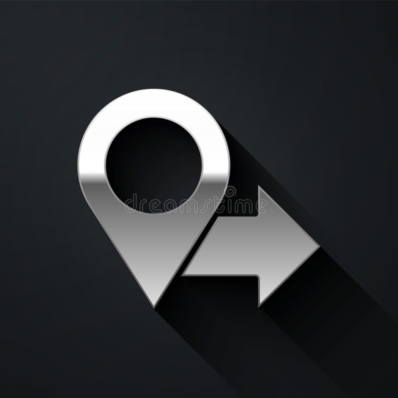Silver Map Pin Icon Isolated on Black Background. Navigation, Pointer ...