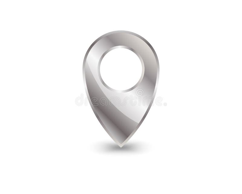 Silver Map Pin Icon Isolated on White Background. Pointer Symbol ...