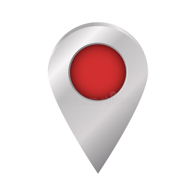Silver Map Pin Icon Isolated on White Background. Pointer Symbol ...