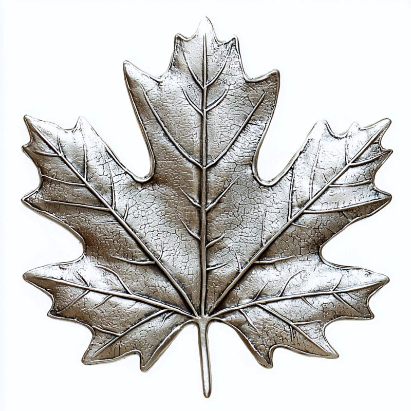 Silver Maple Leaf Close Up on a White Plain Background Object Isolated ...