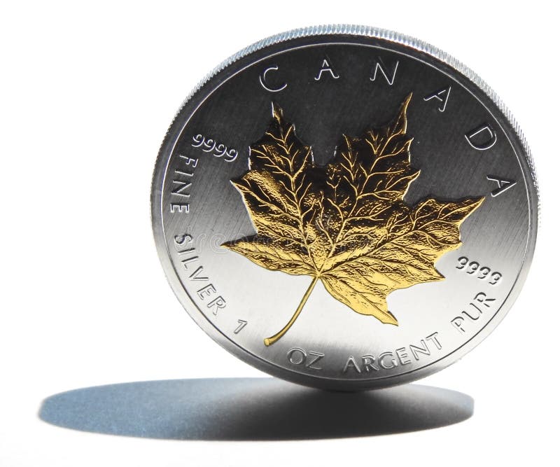 Silver Maple Leaf coin editorial stock photo. Image of argent - 92114088