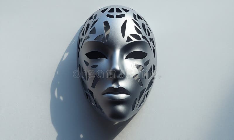 A Silver Mask with a Face on it Stock Image - Image of theater ...