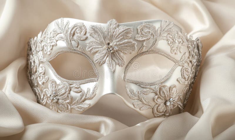 A Silver Mask with Flowers on it Stock Illustration - Illustration of ...