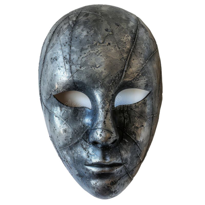 A Silver Mask with a Weathered Surface Stock Photo - Illustration of ...