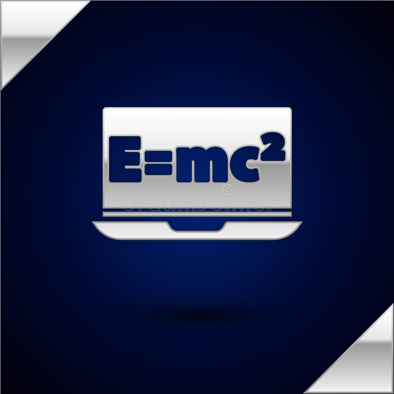 Silver Math System of Equation Solution on Laptop Icon Isolated on Dark ...