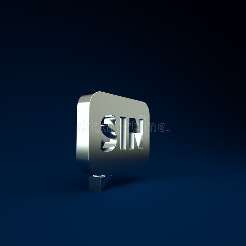 Silver Mathematics Function Sine Icon Isolated on Blue Background ...