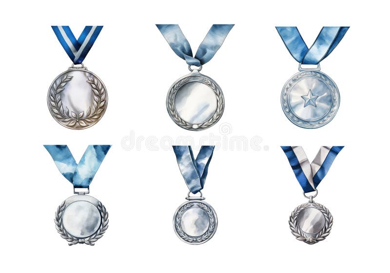 Silver Medal, Back To School Illustration. Watercolor Style Stock Photo ...