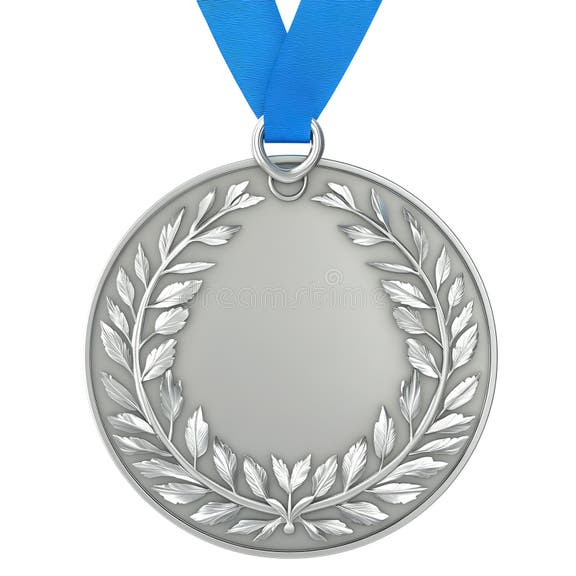 Silver medal with ribbon stock illustration. Illustration of success ...
