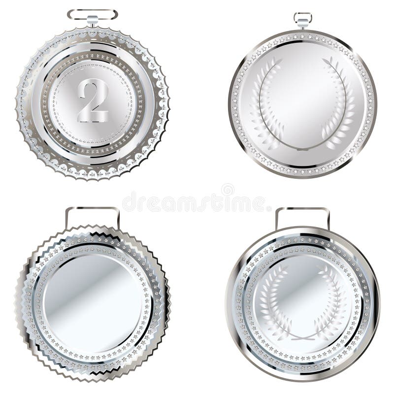 Silver Medal stock vector. Illustration of shiny, label - 48490456