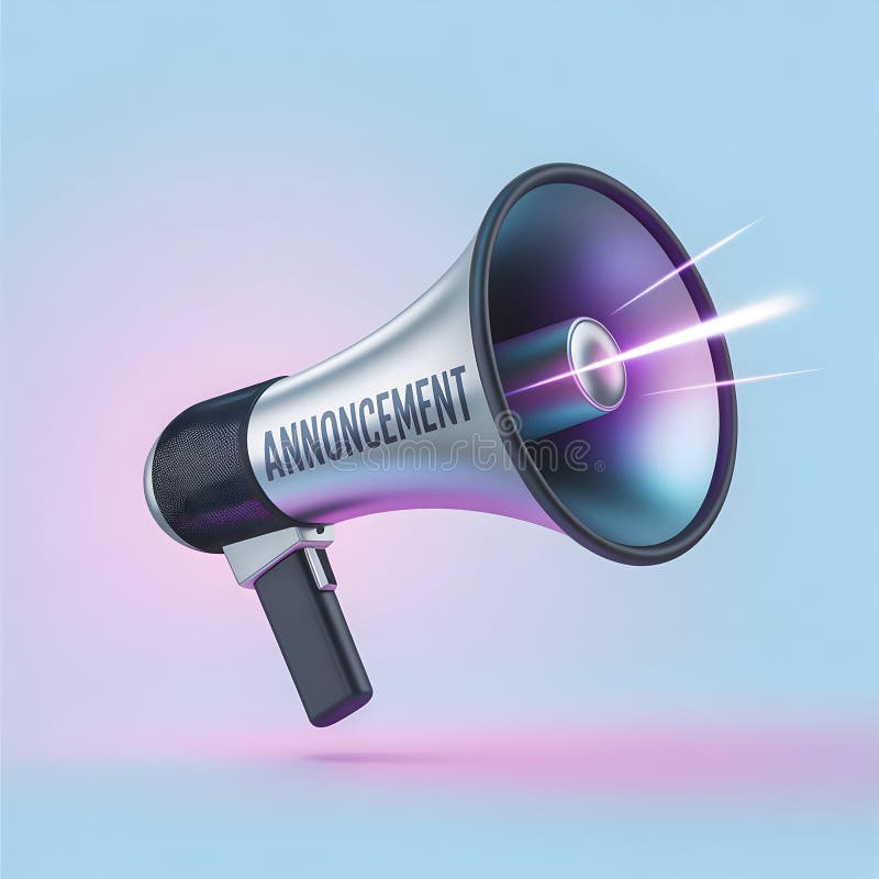 Silver Megaphone Announcing with Bright Light Announcement Stock ...