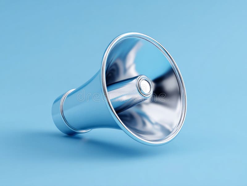 A Silver Megaphone on a Blue Background Stock Illustration ...