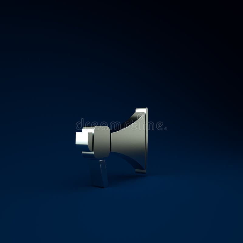 Silver Megaphone Icon Isolated on Blue Background. Speaker Sign ...