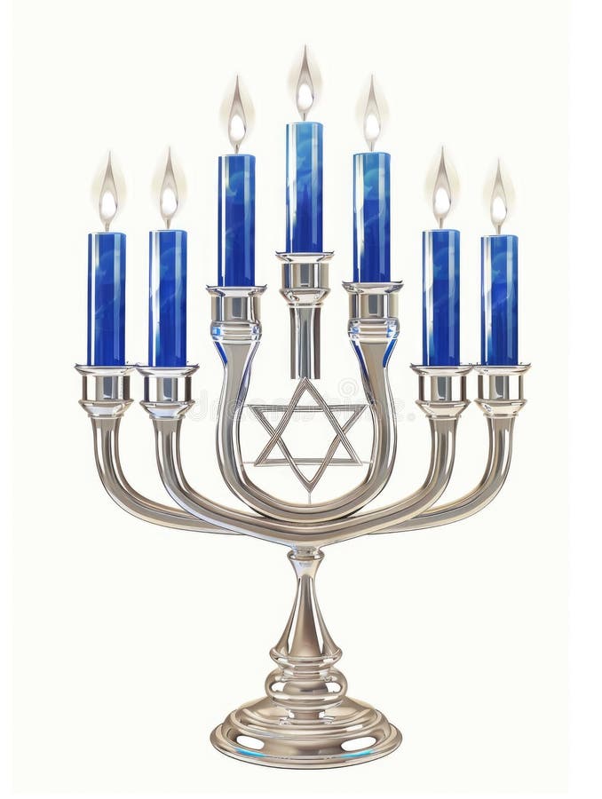 Silver Menorah with Blue Candles Stock Photo - Image of blue, passover ...