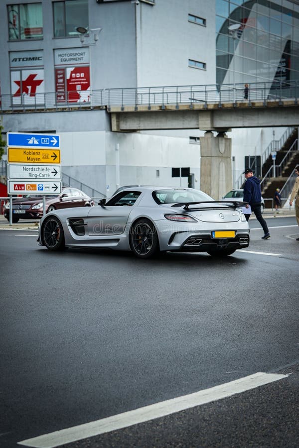 Silver Mercedes-Benz SLS AMG on the Road Editorial Stock Image - Image ...