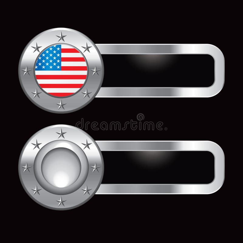 Silver Metal Banners with Round American Flag Icon Stock Vector ...