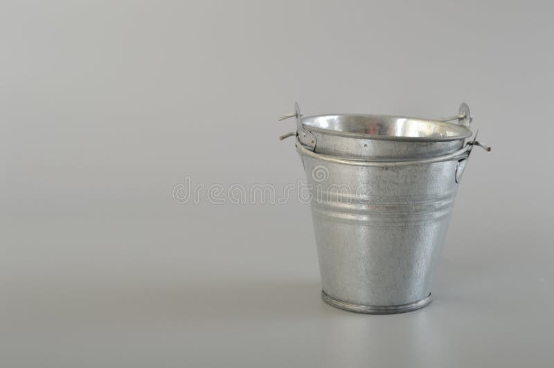 Silver Metal Bucket Isolated on a Grey Background Stock Image - Image ...