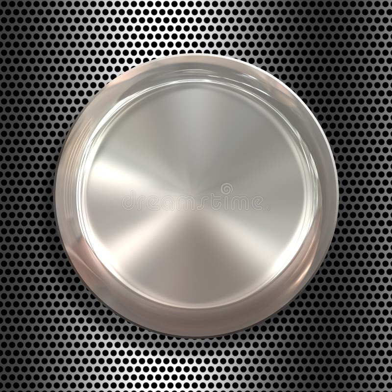 Silver Metal Button on a Metal Background Stock Illustration ...